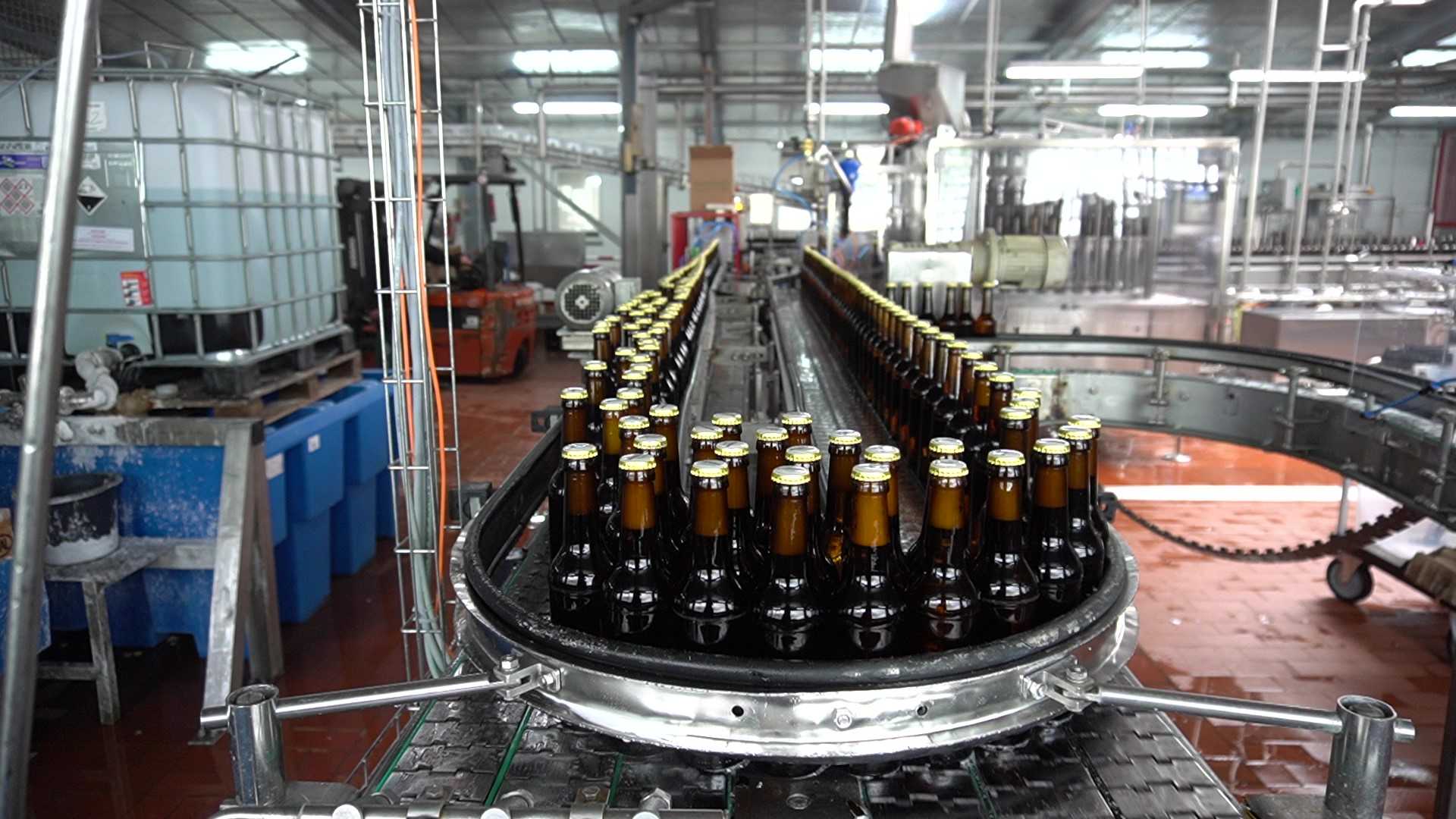 Automated Bottle Production Line in Traditional Brewery | Industrial ...